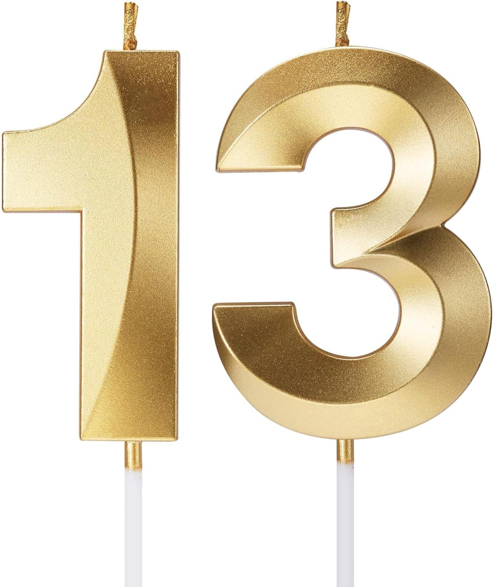 Yiran Gold 13th Birthday Candles with Crown Decor, 3D Number 13 Candle ...