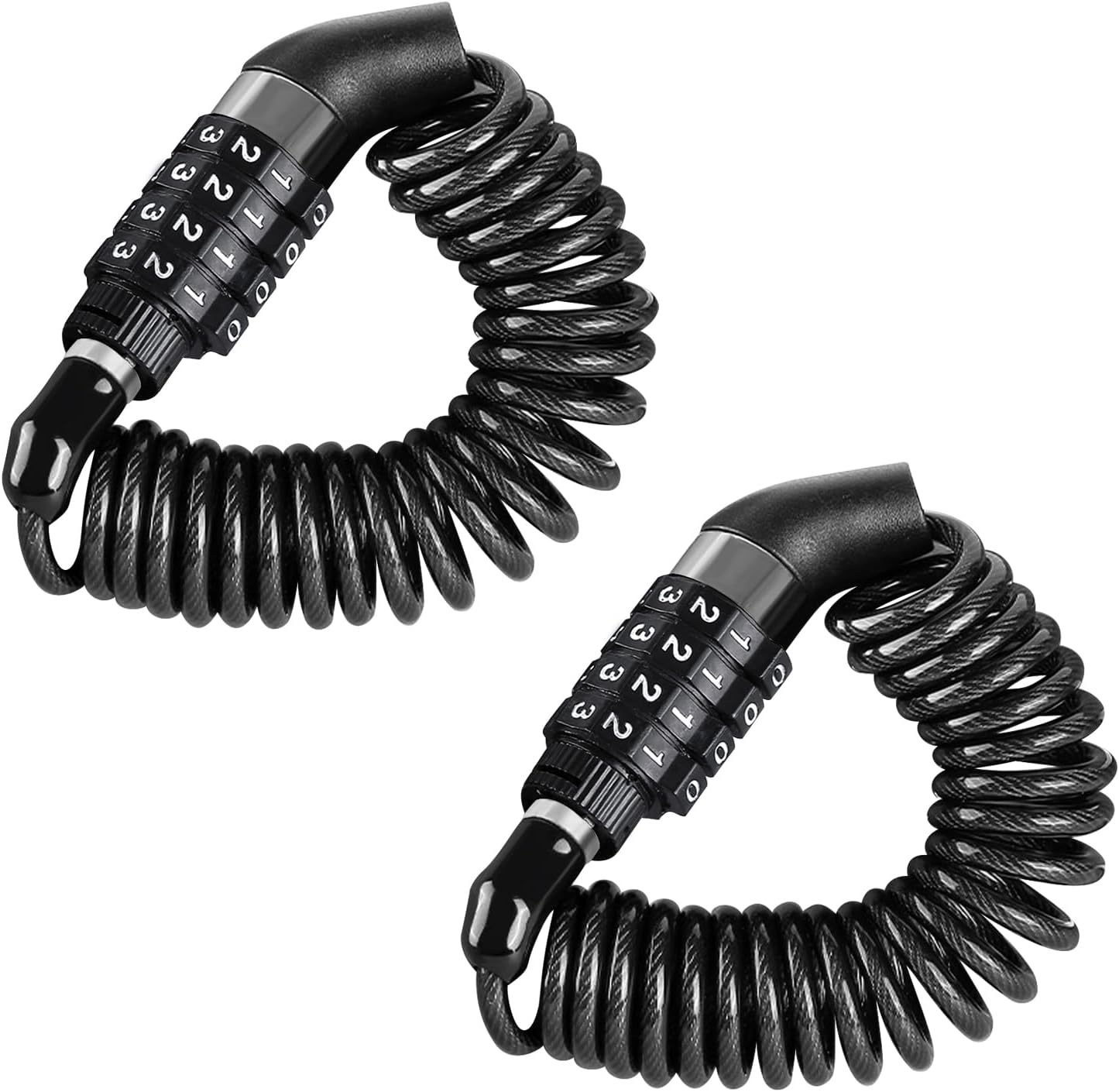 Pack of 2 Helmet Lock 150 cm Cable Lock with 4 Digit Combination Lock ...