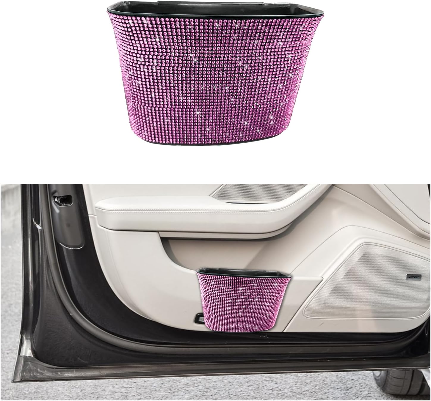 Amazon.com: Dickno Bling Car Trash Can, Crystal Vehicle Hanging Garbage ...