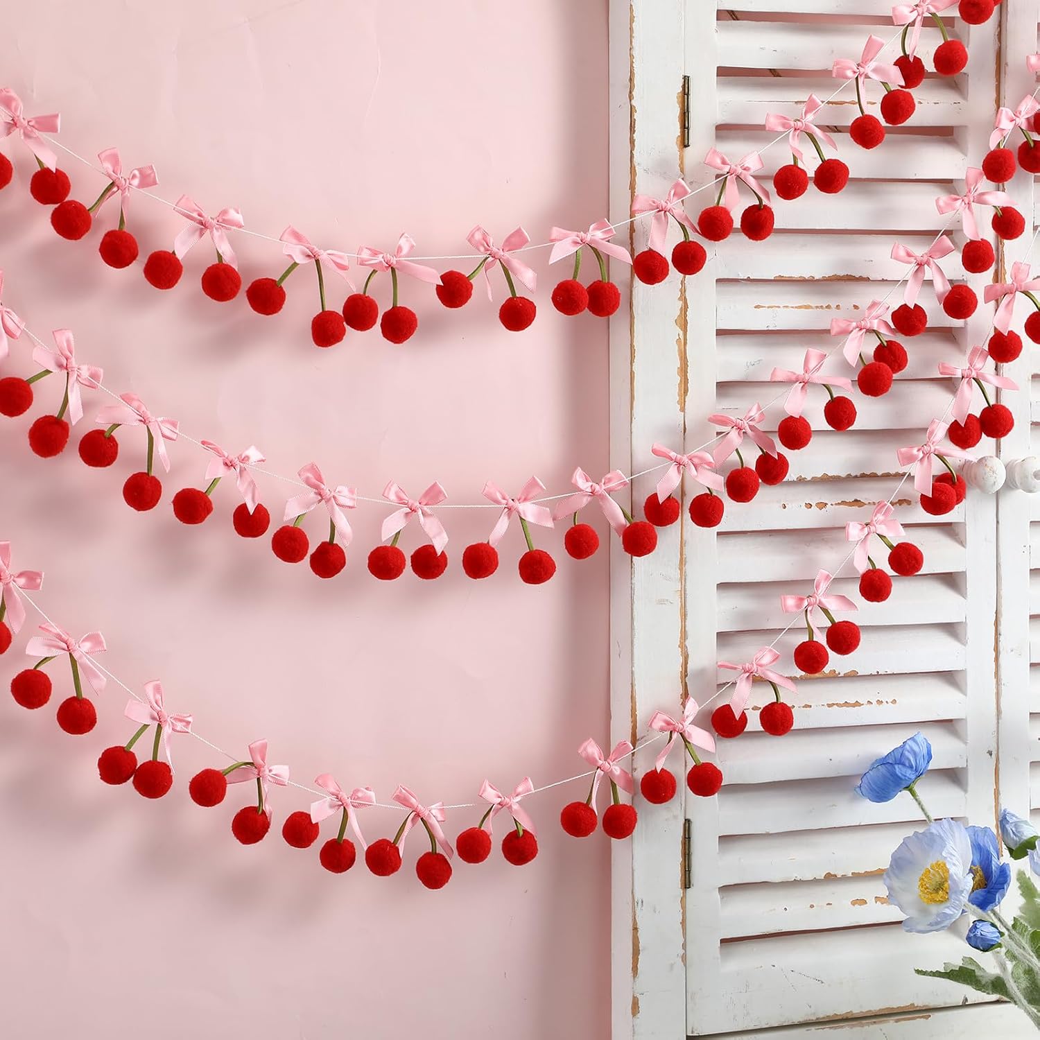 Amazon.com: Suncalla 3 Pcs Cherry Garland Decor 6.6 ft Cherries Party ...