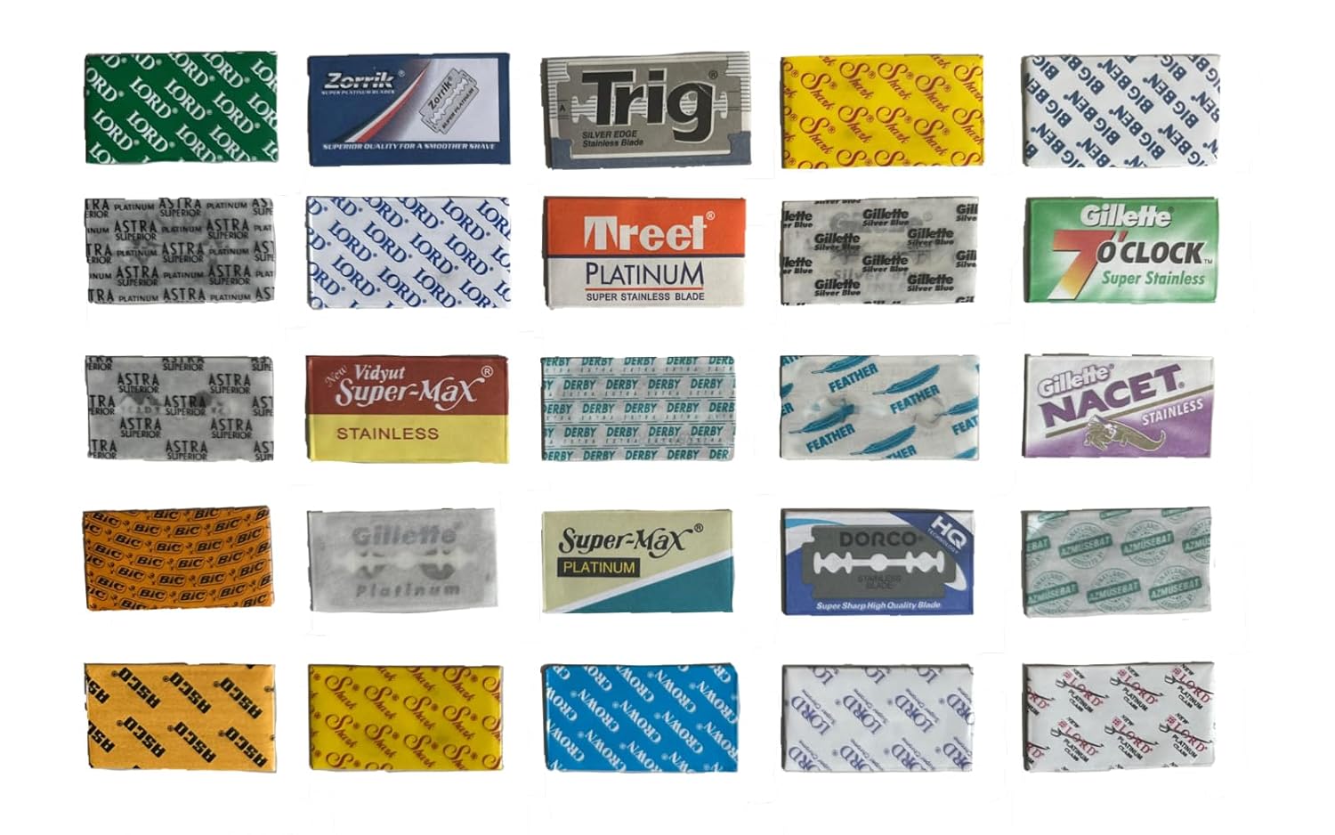 Amazon.com: 50 Double Edge Razor Blade Sampler Pack – Feather, Astra, 7 ...