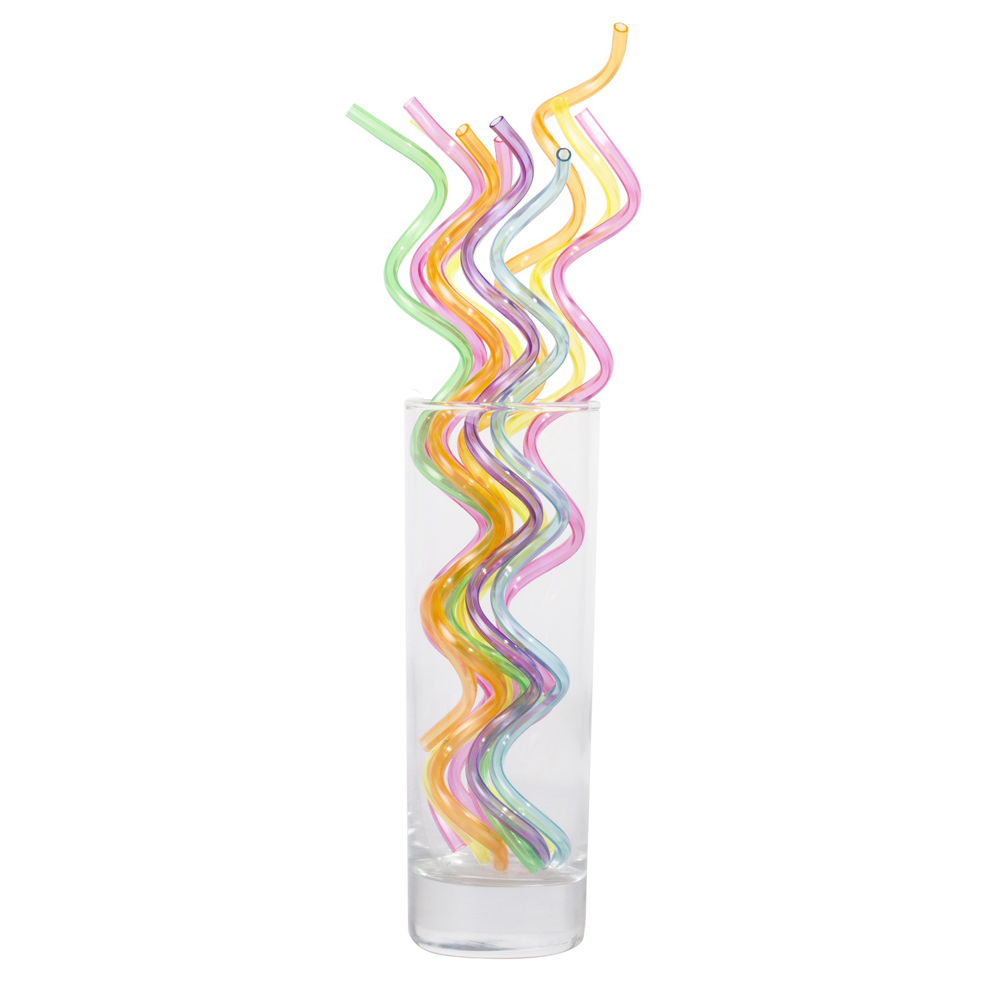Reusable Spiral Wavy Wiggly Straws in Multicolour - Great for Kids (20 ...