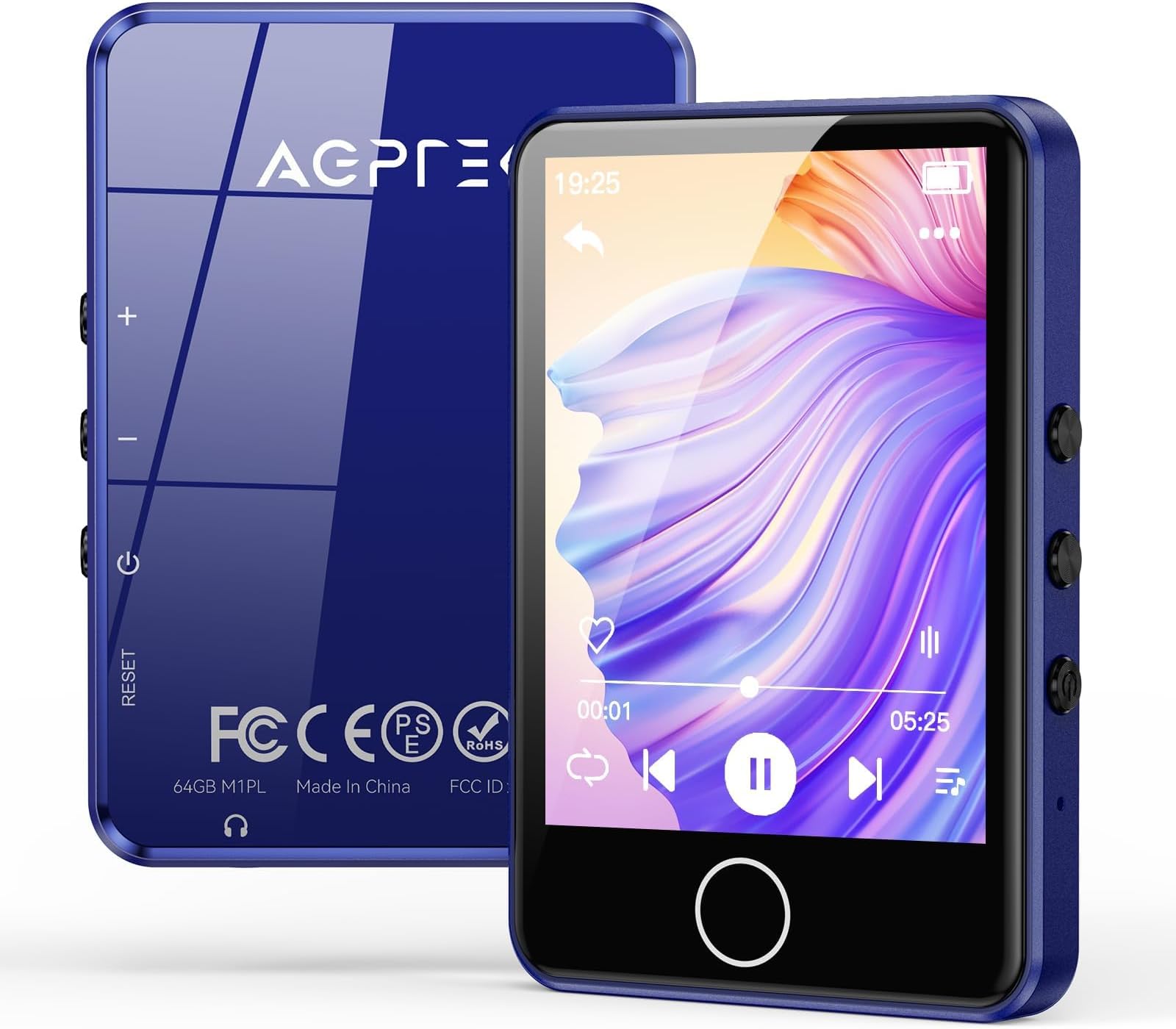 Amazon.com: AGPTEK 2.8 inch 64GB MP3 Player with Bluetooth 5.3, Full Touch Screen Portable MP3 ...