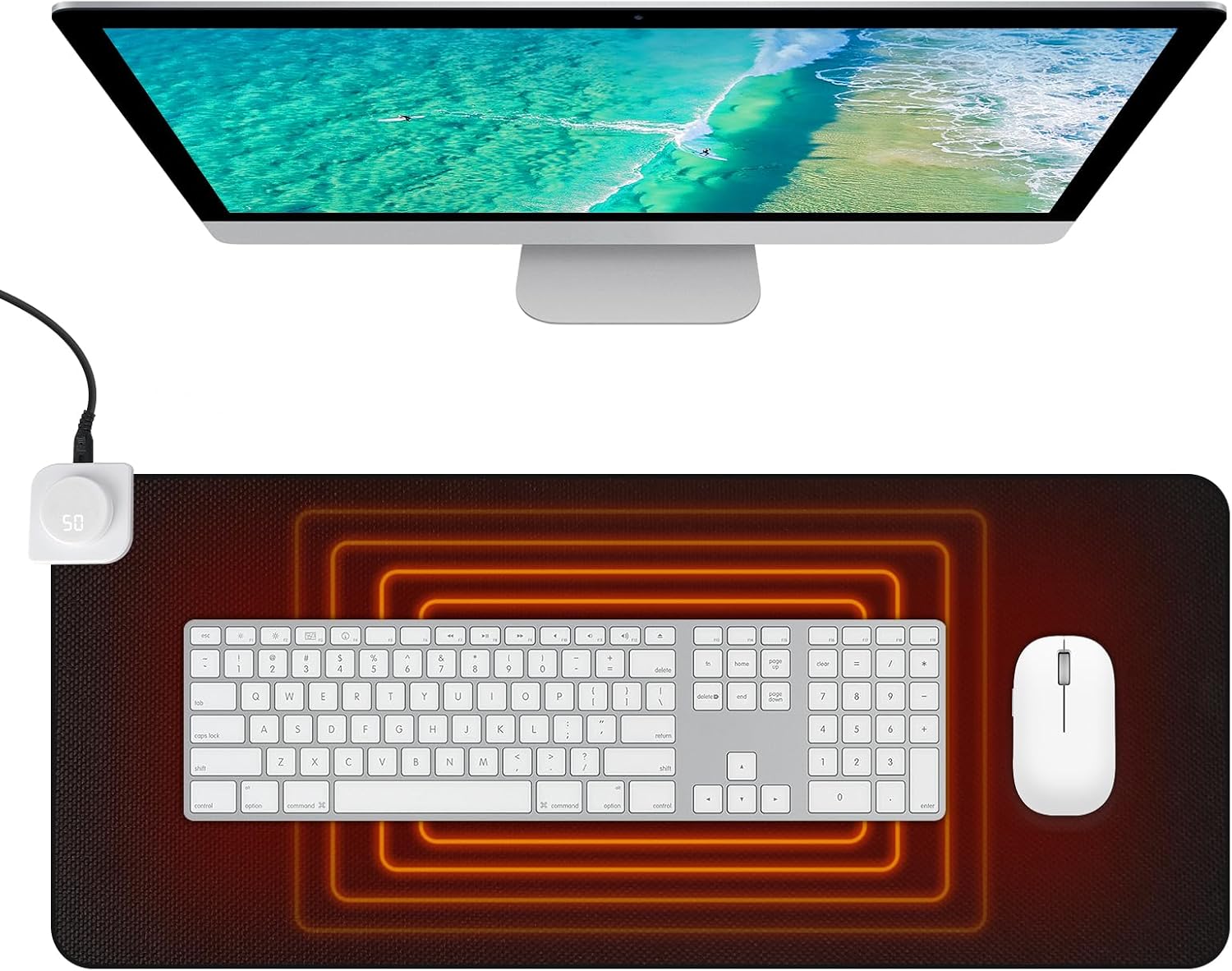 LUFEIS Warm Desk Pad, 31.5"x13" Heated Mouse Pad with 26 Adjustable ...