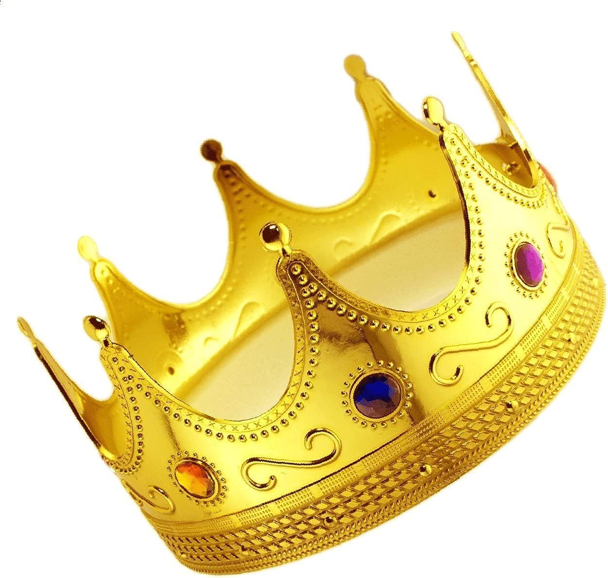 Amazon.com: Adorox Gold Royal King Plastic Crown Prince Costume ...