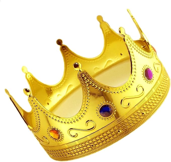 Amazon.com: Adorox Gold Royal King Plastic Crown Prince Costume ...