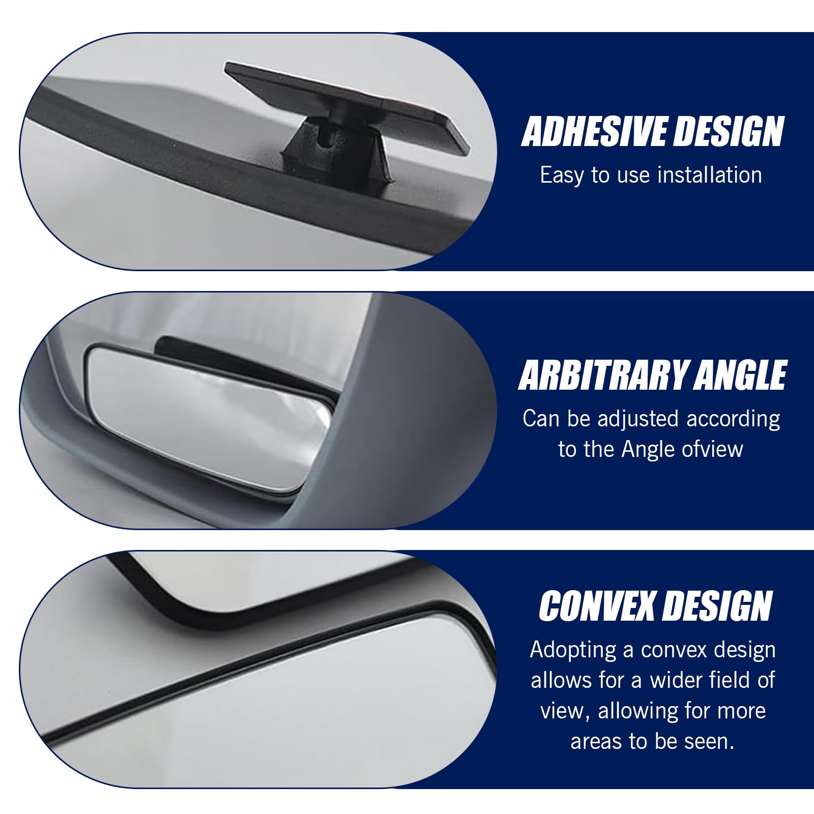 Car Blind Spot Mirror 2-Pack - Rectangular Curved HD Glass With ...