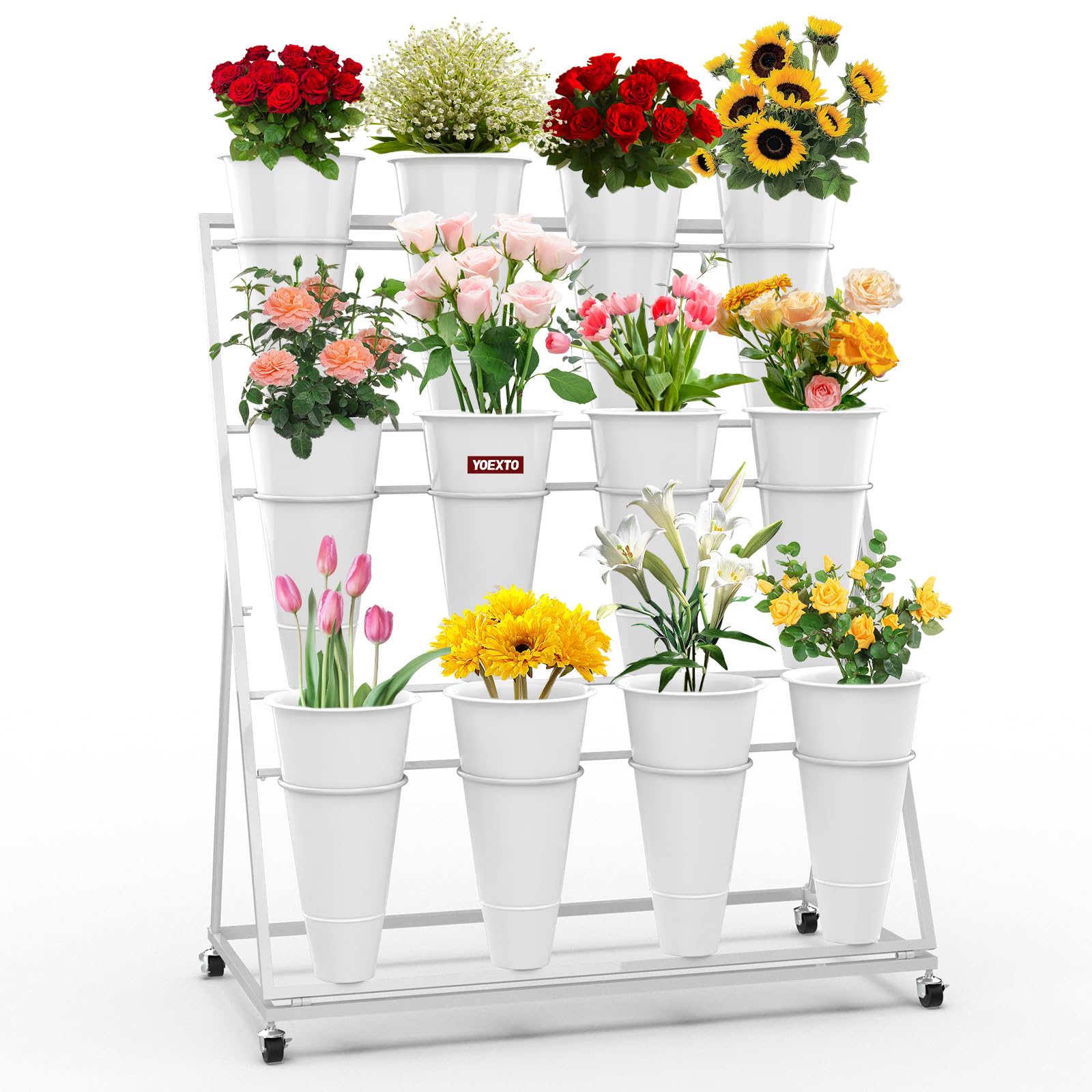 Amazon.com: YOEXTO Flower Display Stand with Buckets, 3-Layers 12 PCS ...