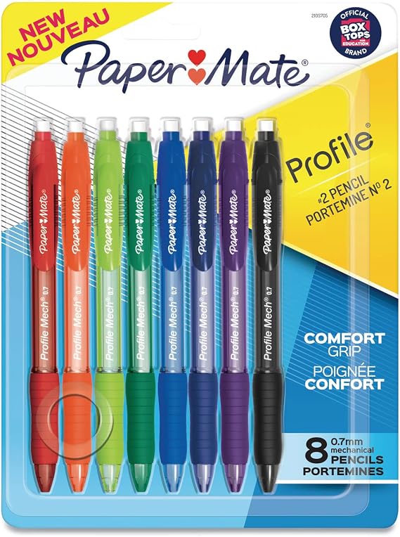 PAPER MATE Profile Mech Mechanical Pencil Set, 0.7mm #2 Pencil Lead ...