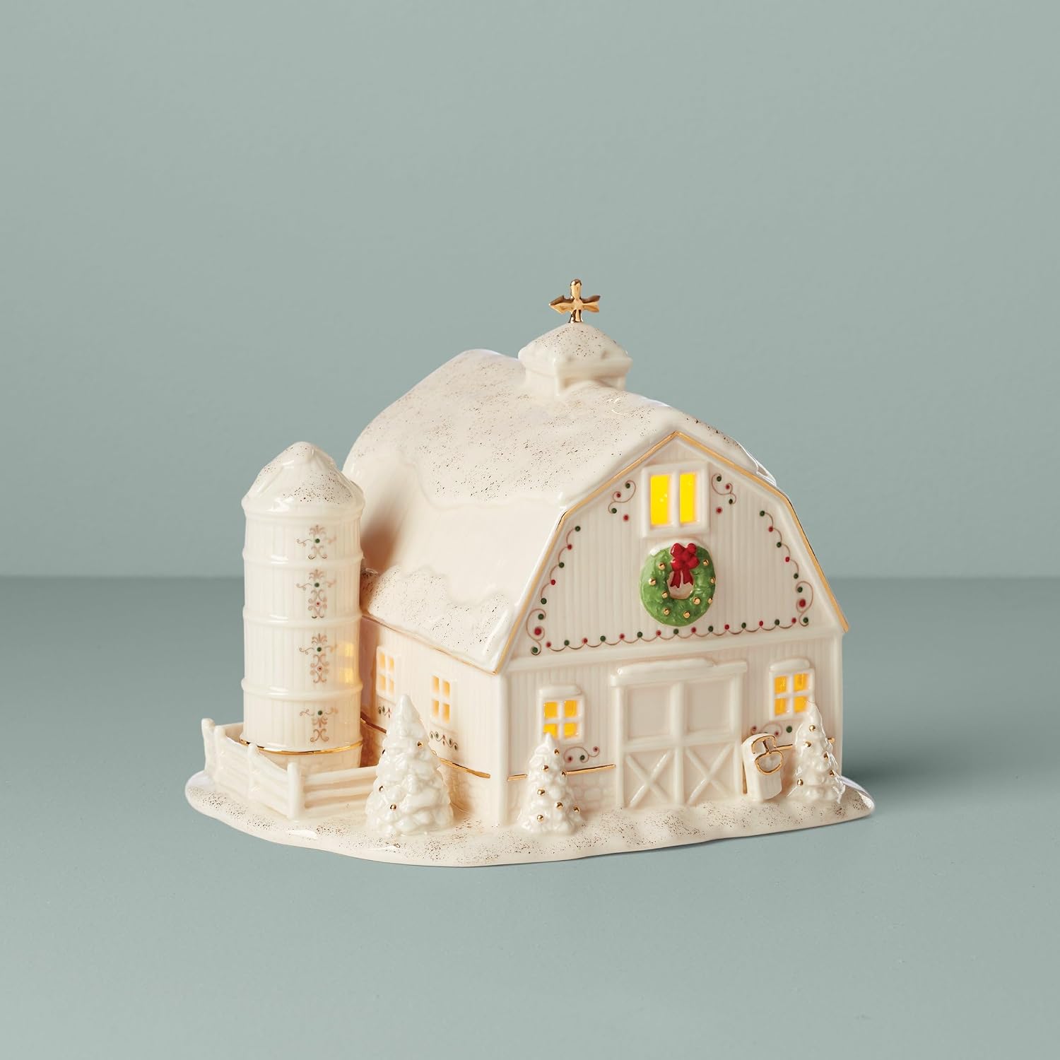 Amazon.com: Lenox Mistletoe Park Lit Barn, Porcelain, Collectible ...