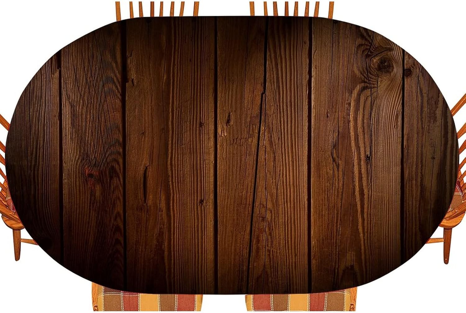 Amazon.com: Wood Grain Fitted Tablecloth Oval, Brown Wooden Panels ...