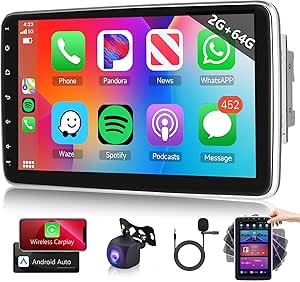 Amazon.com: 2G+64G Android Double Din Car Stereo with Apple Carplay ...