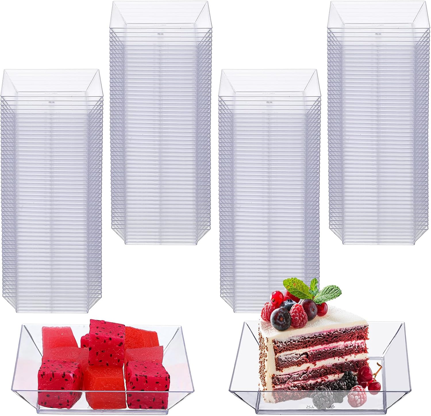 Amazon.com: 100 Pcs Clear Plastic Dessert Plates, 3.6 Inch Disposable ...