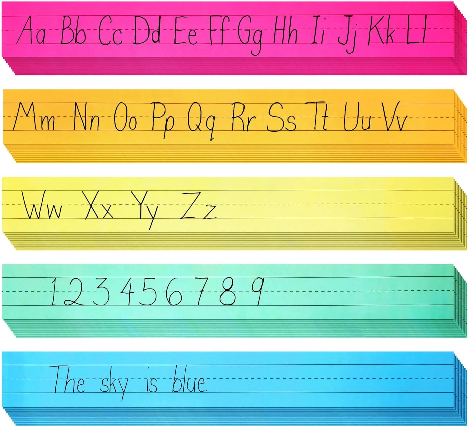 100-Pack Lined Sentence Strips for Classroom, 5 Colours, 61 x 7.6 cm ...