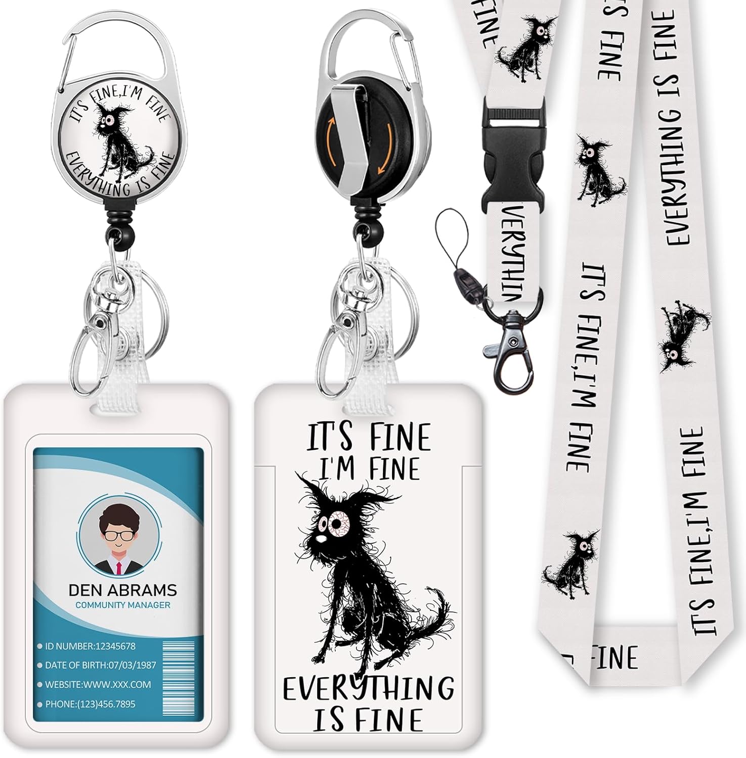 Amazon.com : Piefly Lanyards for Id Badges, I'm Fine Everything is Fine ...