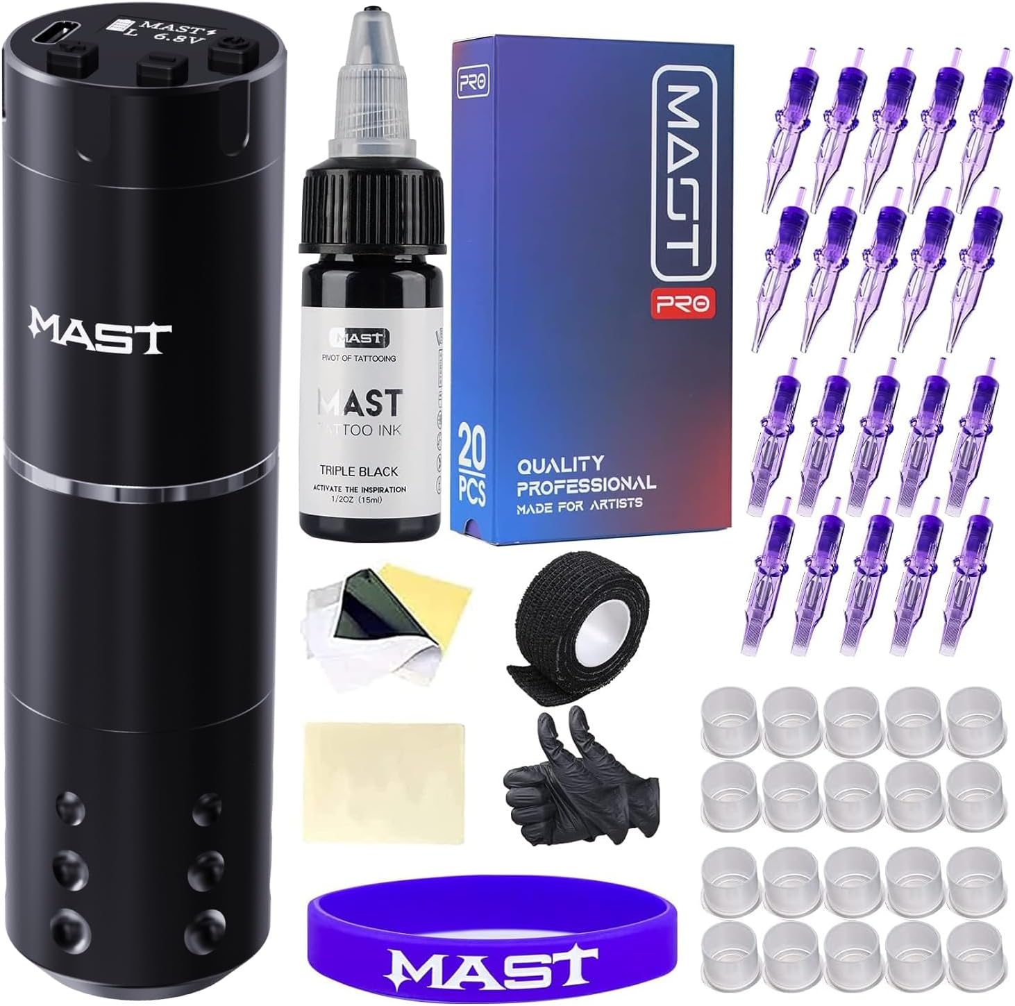 Amazon.com: Mast Tattoo Gun Kit, Wireless Complete Tattoo Kit Cord ...
