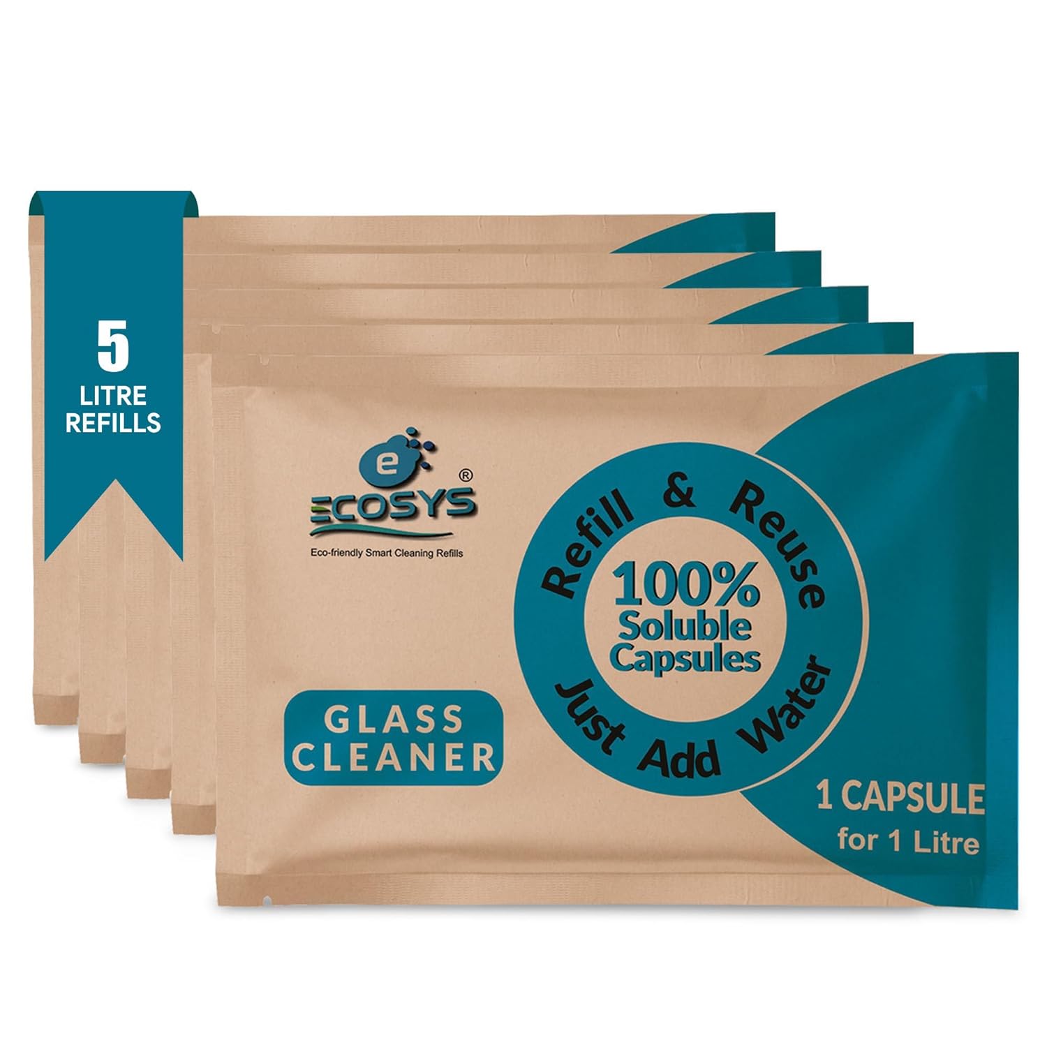 Ecosys 5L Glass & Surface Cleaner Capsules | Eco-Friendly for Car ...