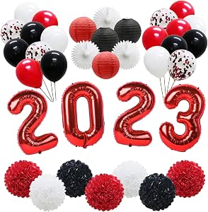 Amazon.com: ADLKGG 2023 Graduation Balloons Banner, New Years Eve Party ...