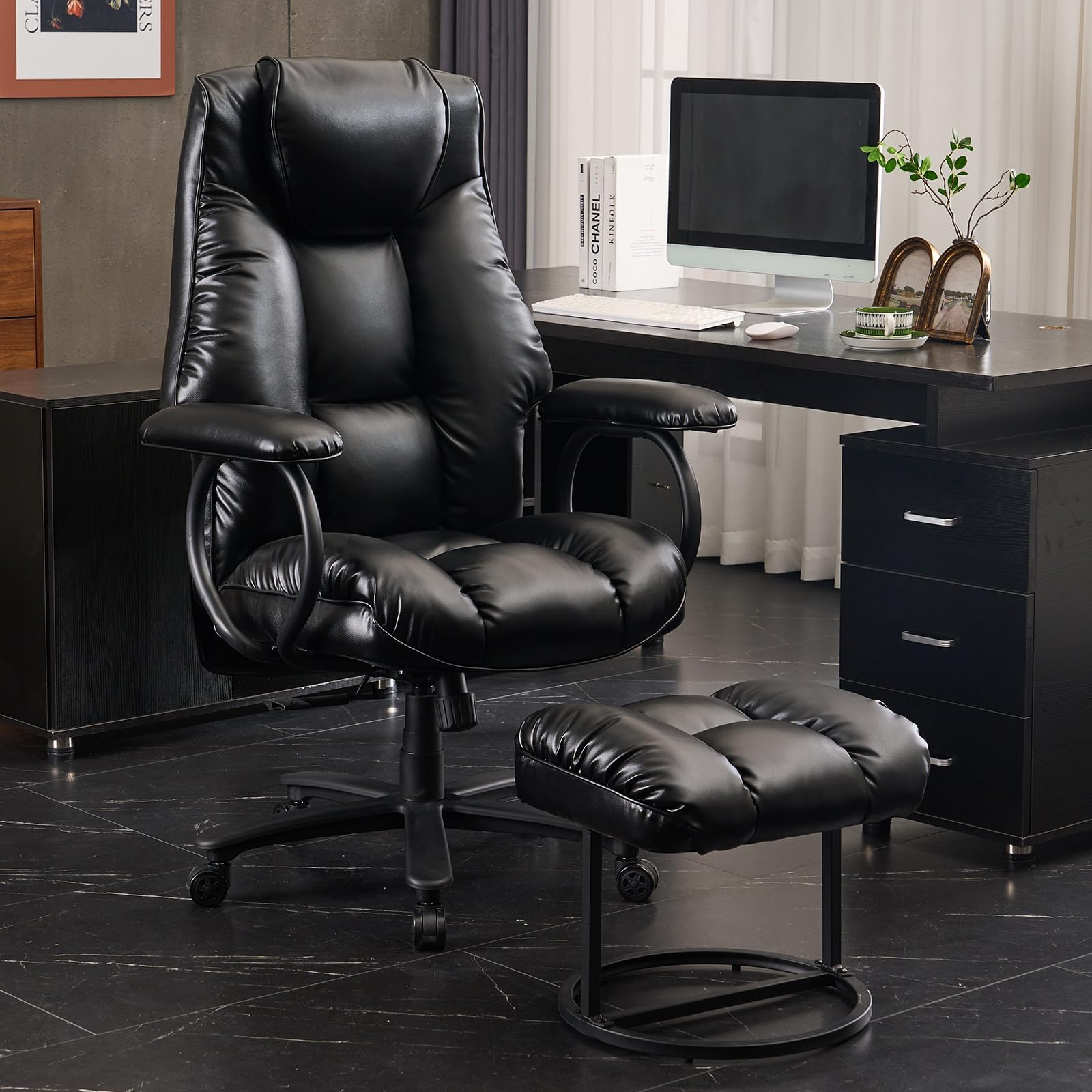 Amazon.com: LEAGOO Automatic Executive Office Chair High-Back Electric ...