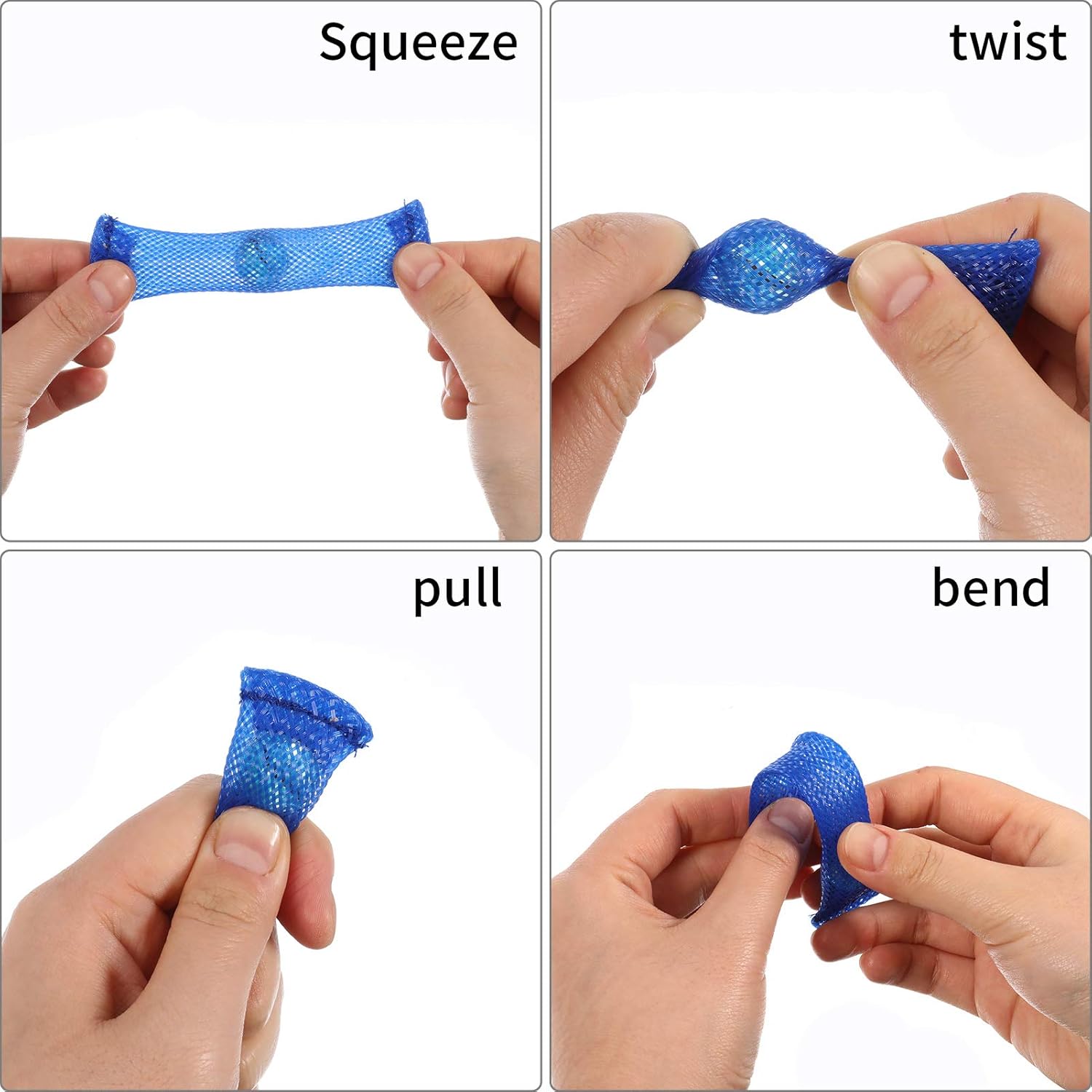 FRIUSATE 10 Pcs Fidget Toys Braided Mesh Tube with Marbles Stress ...