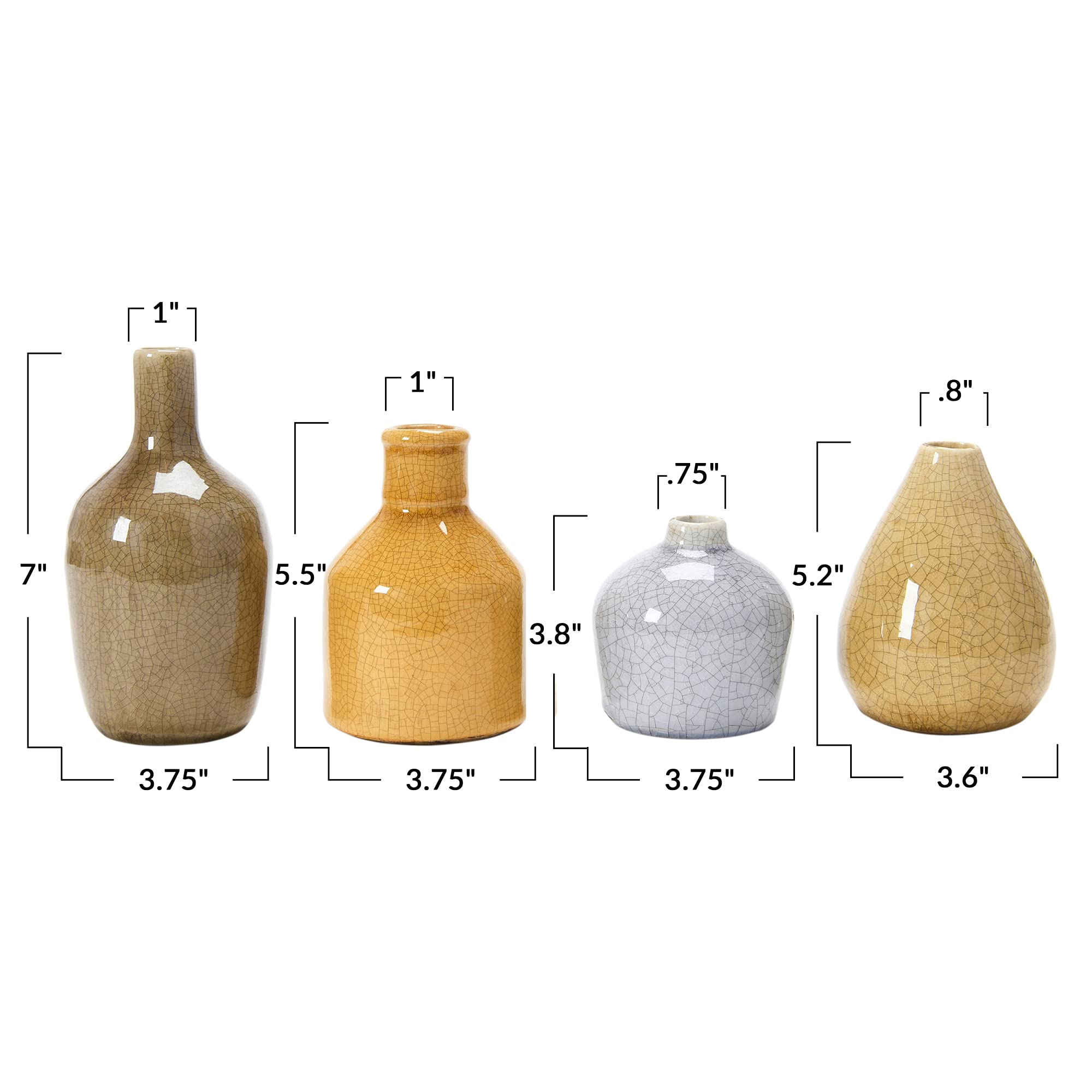 Snapklik.com : Creative Co-Op Stoneware Bud Vases In Crackle Glaze