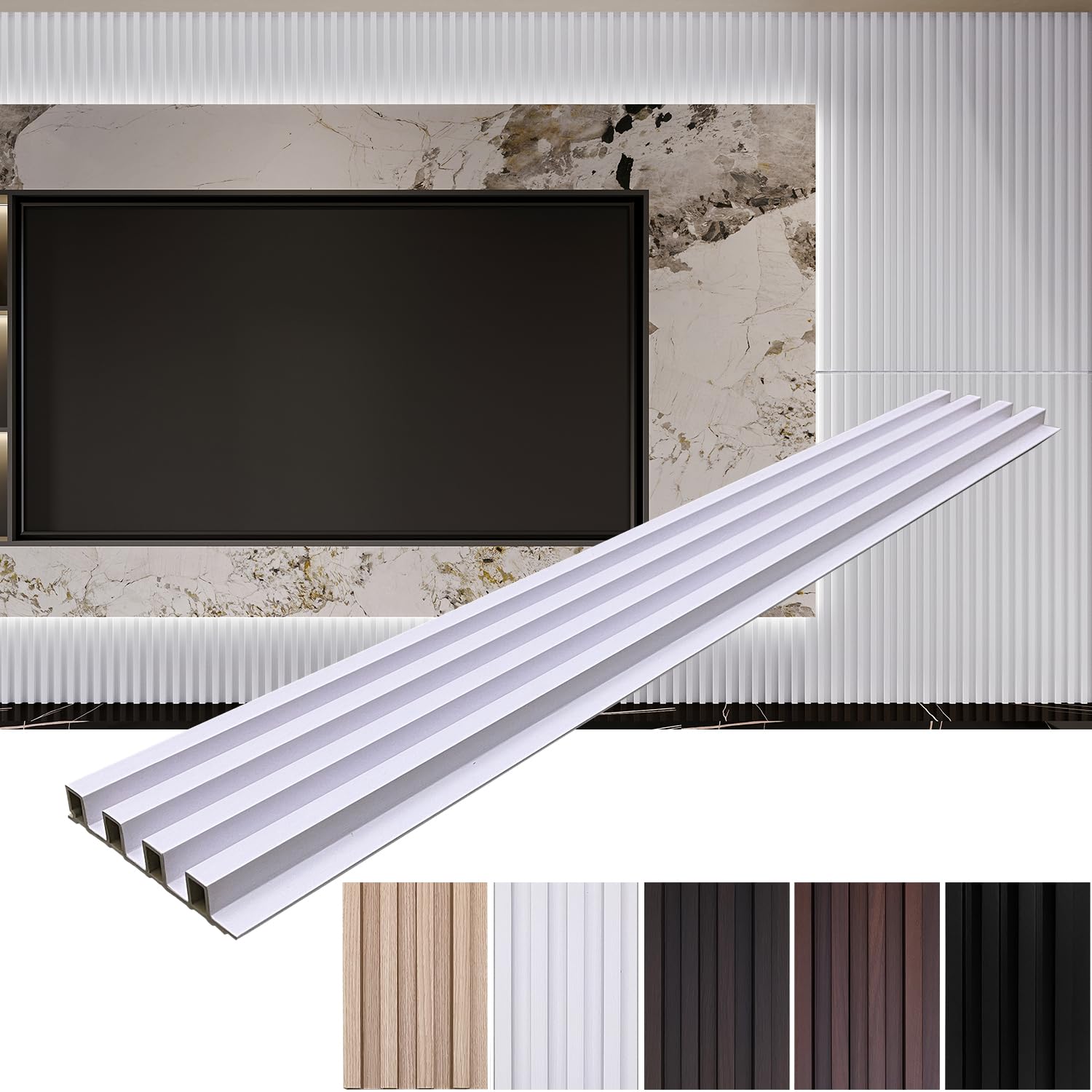 Snapklik.com : 6-Pack Slat Wall Panel 3D WPC Grille For Walls Embossed ...