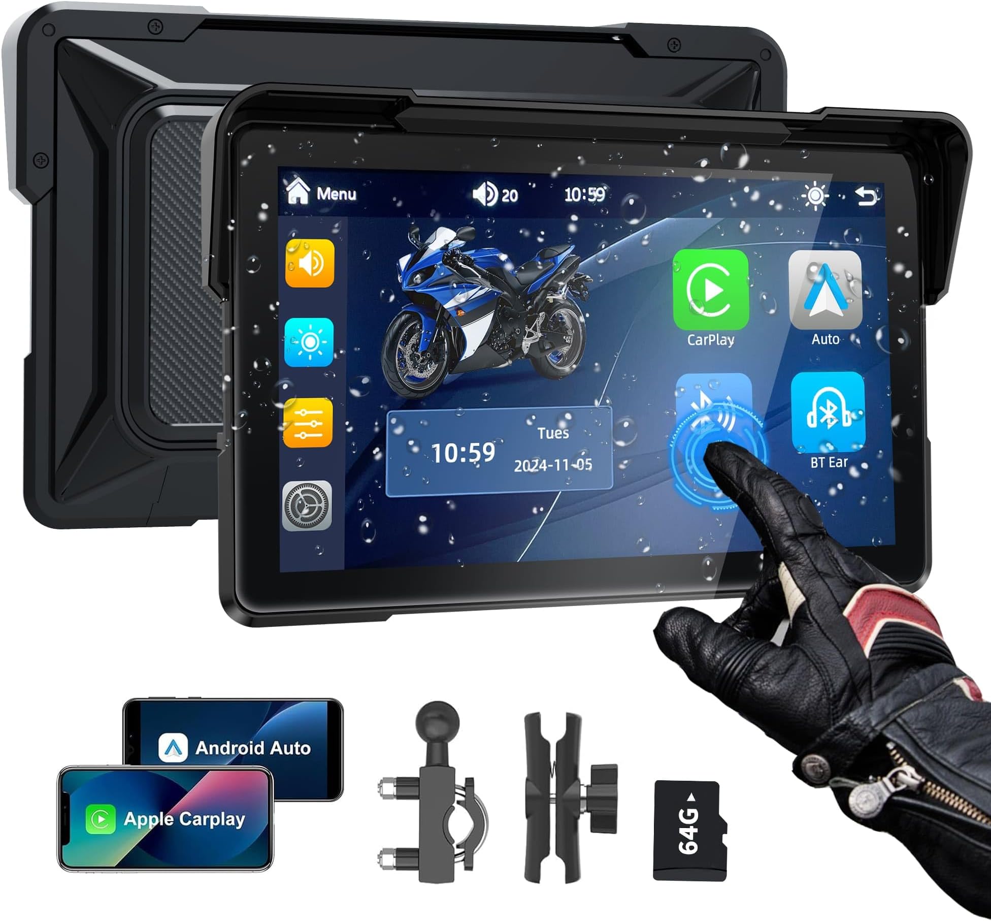 Amazon.com: PARKVISION Motorcycle Carplay Screen, Wireless Apple ...