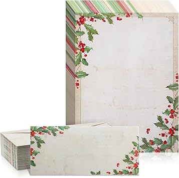 Amazon.com : Weekgrat 80 Sets Christmas Stationery Paper with Envelopes ...