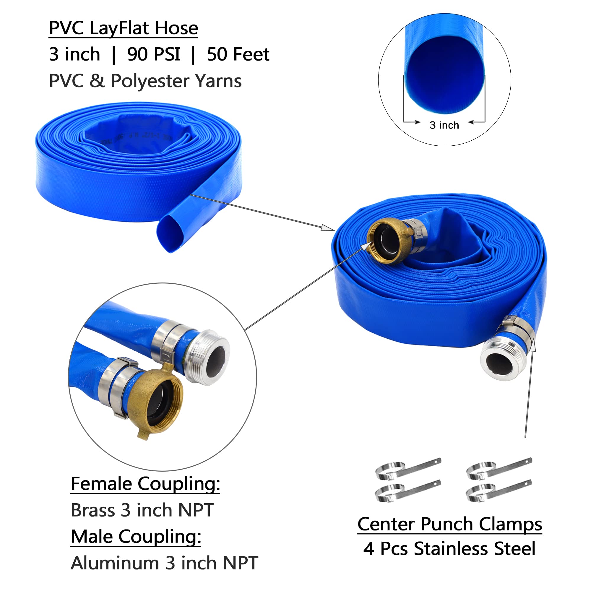 Snapklik.com : DAVCO 3" ID 50 Ft Pool Backwash Hose, Heavy Duty ...