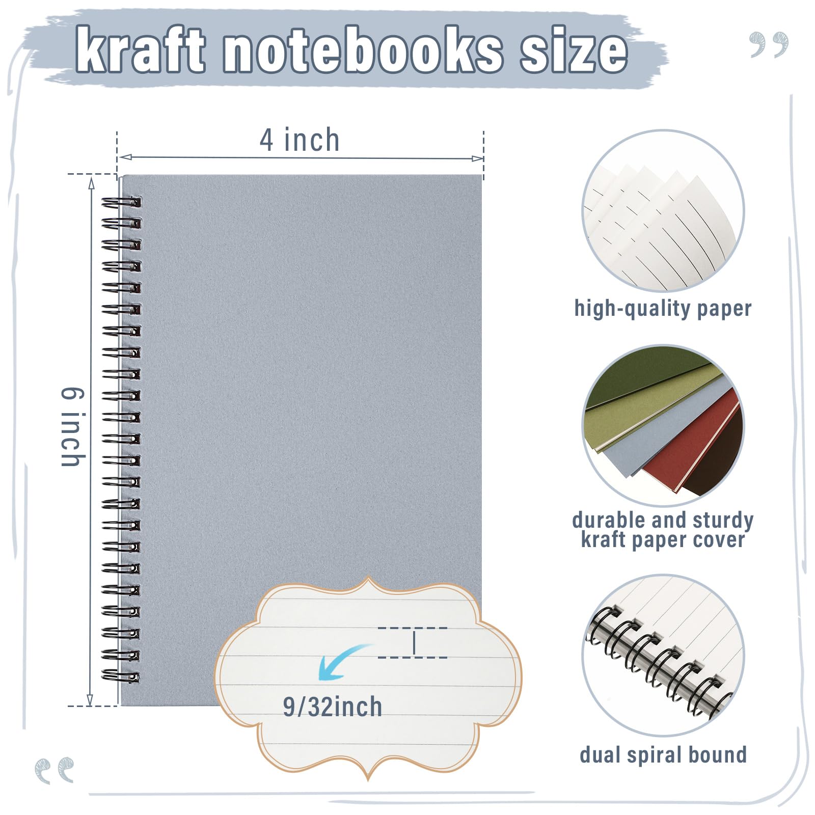 Fuutreo 24 Pcs Small Spiral Notebook for Work A6 4 x 6 Inch College ...