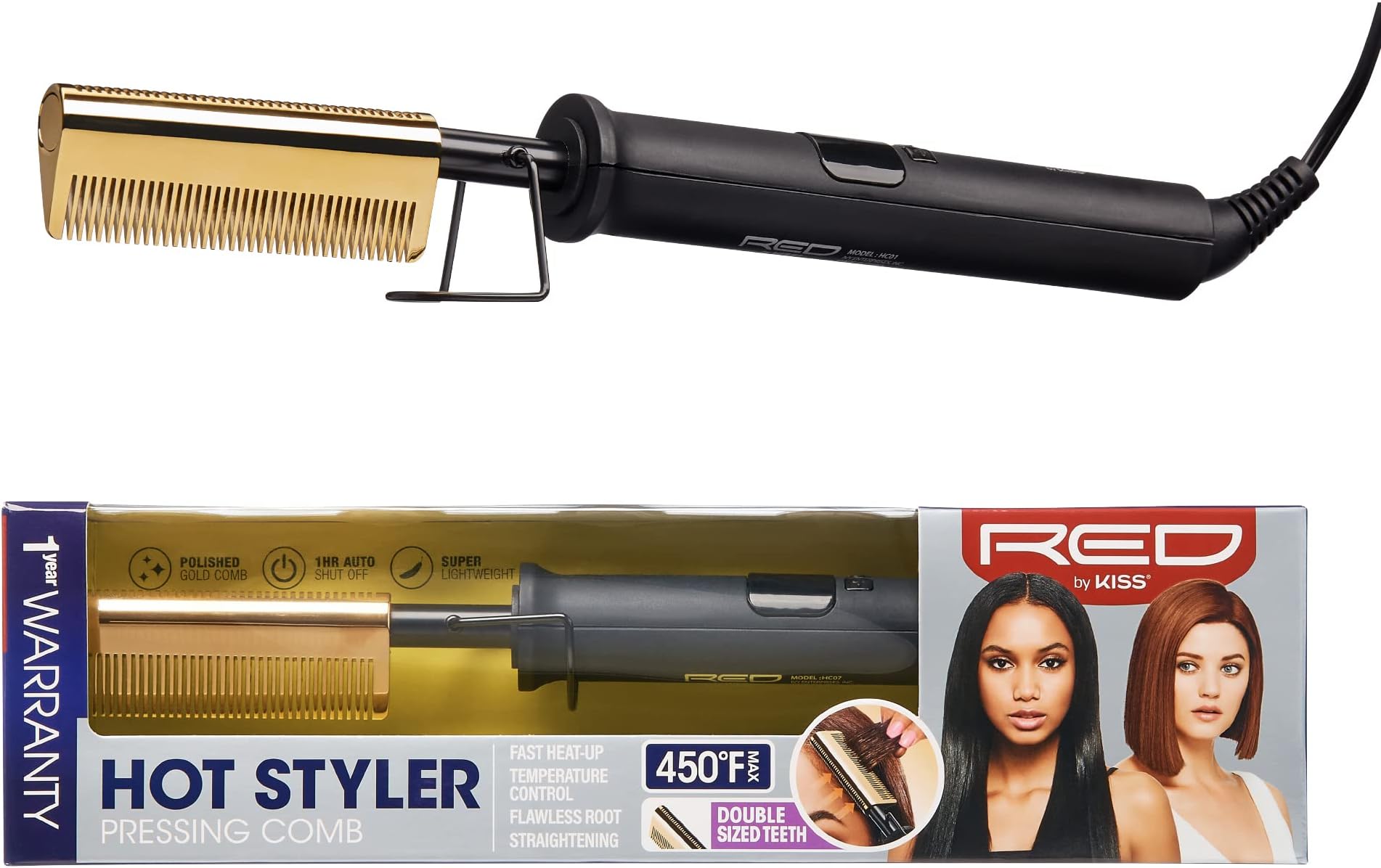 Amazon.com : Red by Kiss Hot Comb Hair Straightener 450 Degrees ...