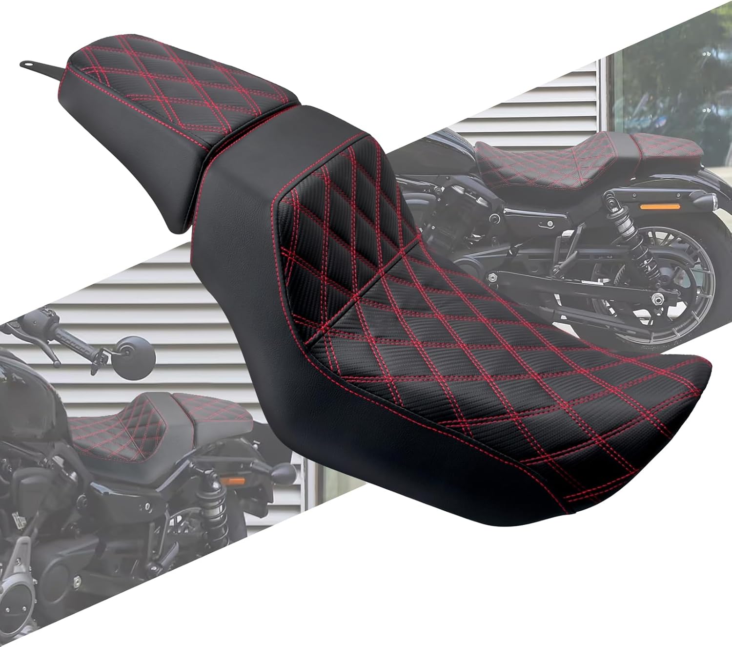 Amazon.com: HCmotorku Motorcycle Front Driver Rider Seat Rear Passenger ...