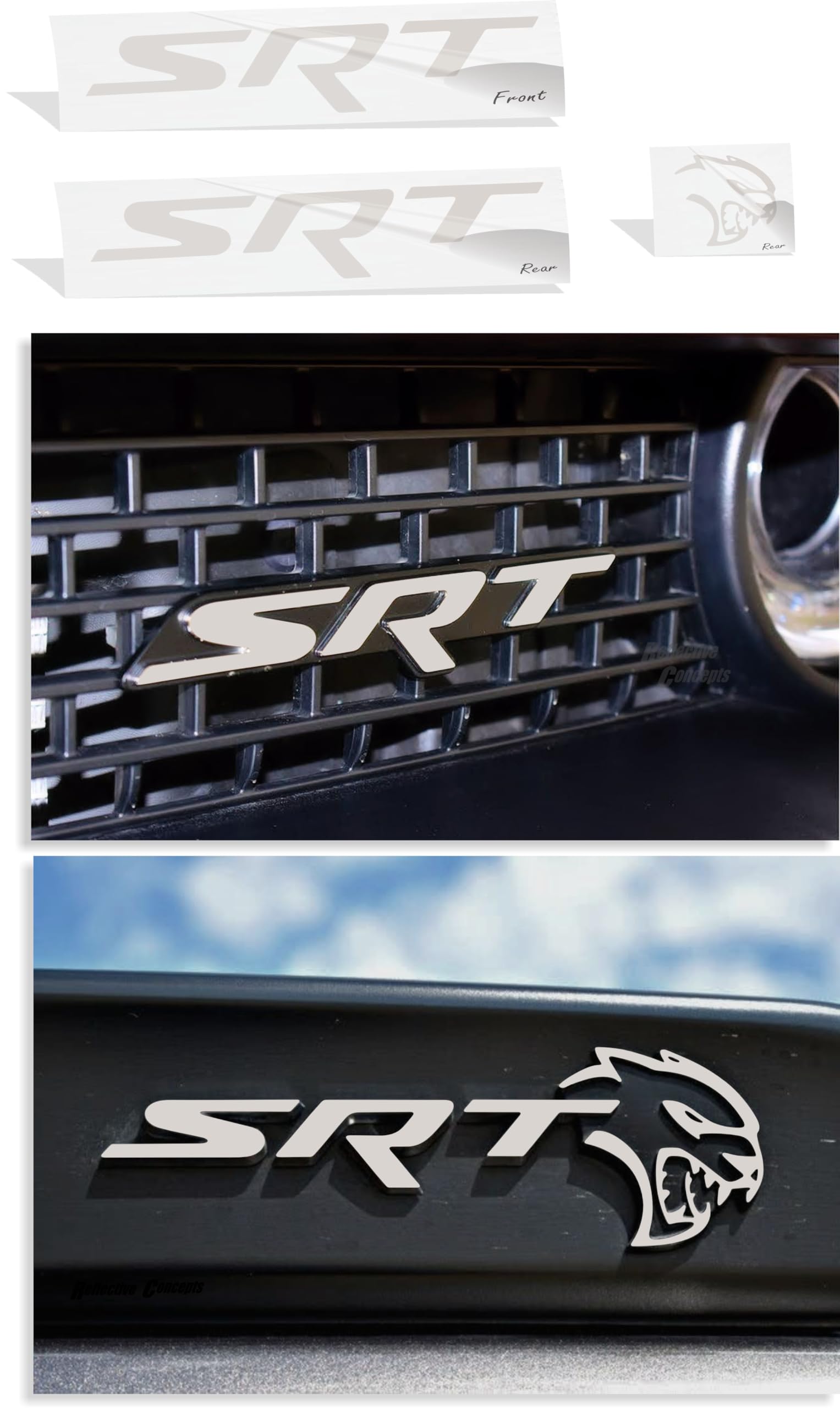 Amazon.com: Reflective Concepts - SRT Badge Overlay Decal Stickers ...