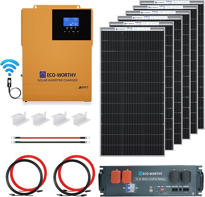 Amazon.com : ECO-WORTHY 48V Off Grid Solar System Complete Kit 1200W 5 ...