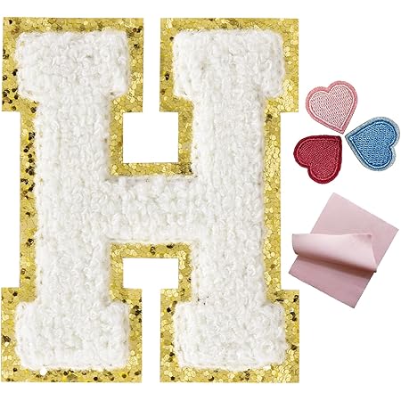 Amazon.com: Letter H - Chenille Stitch Varsity Iron-On Patch by pc, 4-1 ...