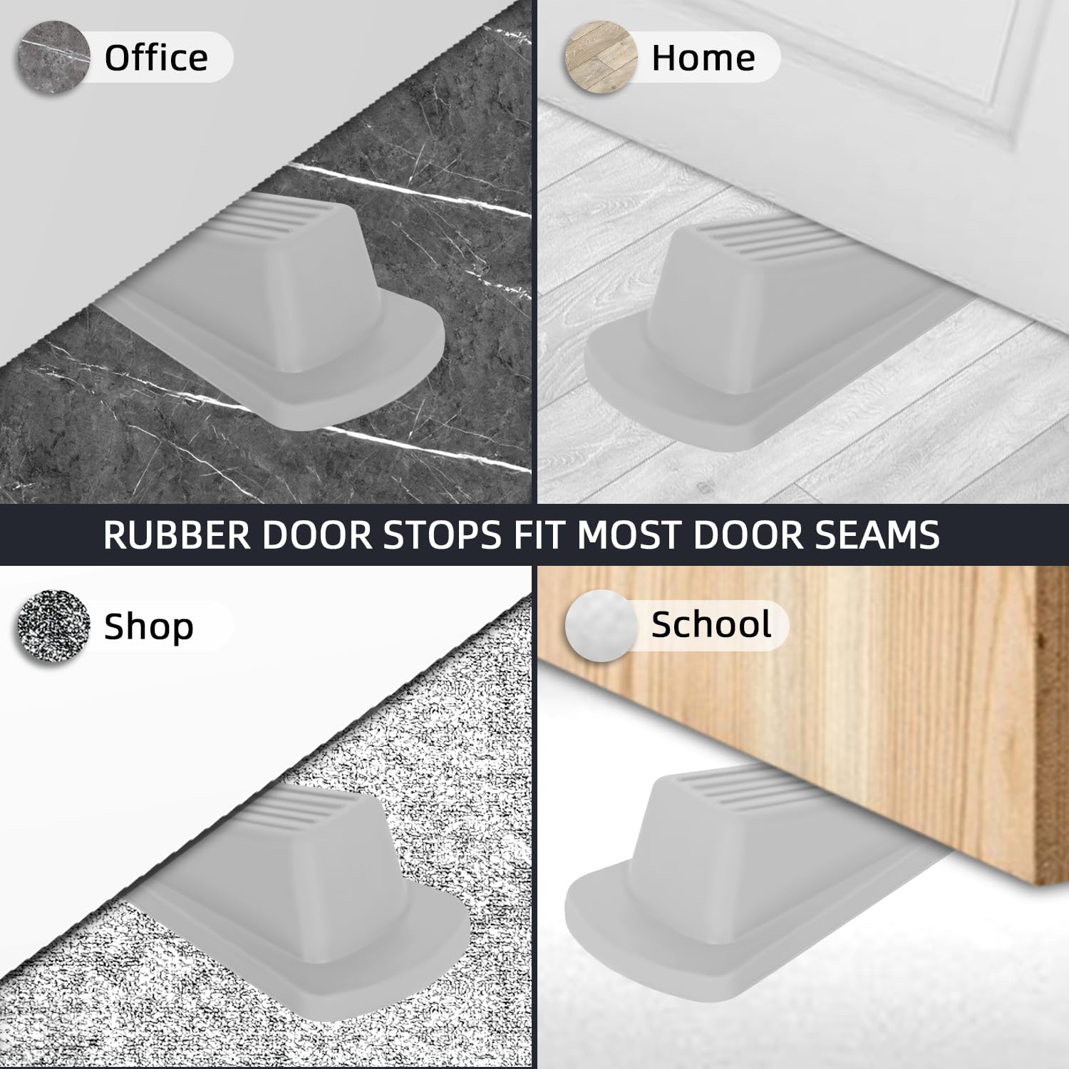 Snapklik.com : 4 Pack Premium Rubber Door Stoppers Wedge, Door Stops ...
