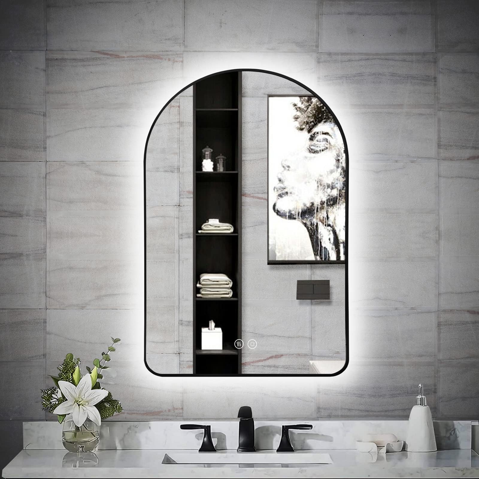 Amazon.com: Niccy Arched LED Lighted Bathroom Mirror, 36x24 Inch ...