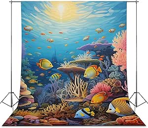 Amazon.com: Tropical Fish and Coral Reef Photo Backdrop Background ...