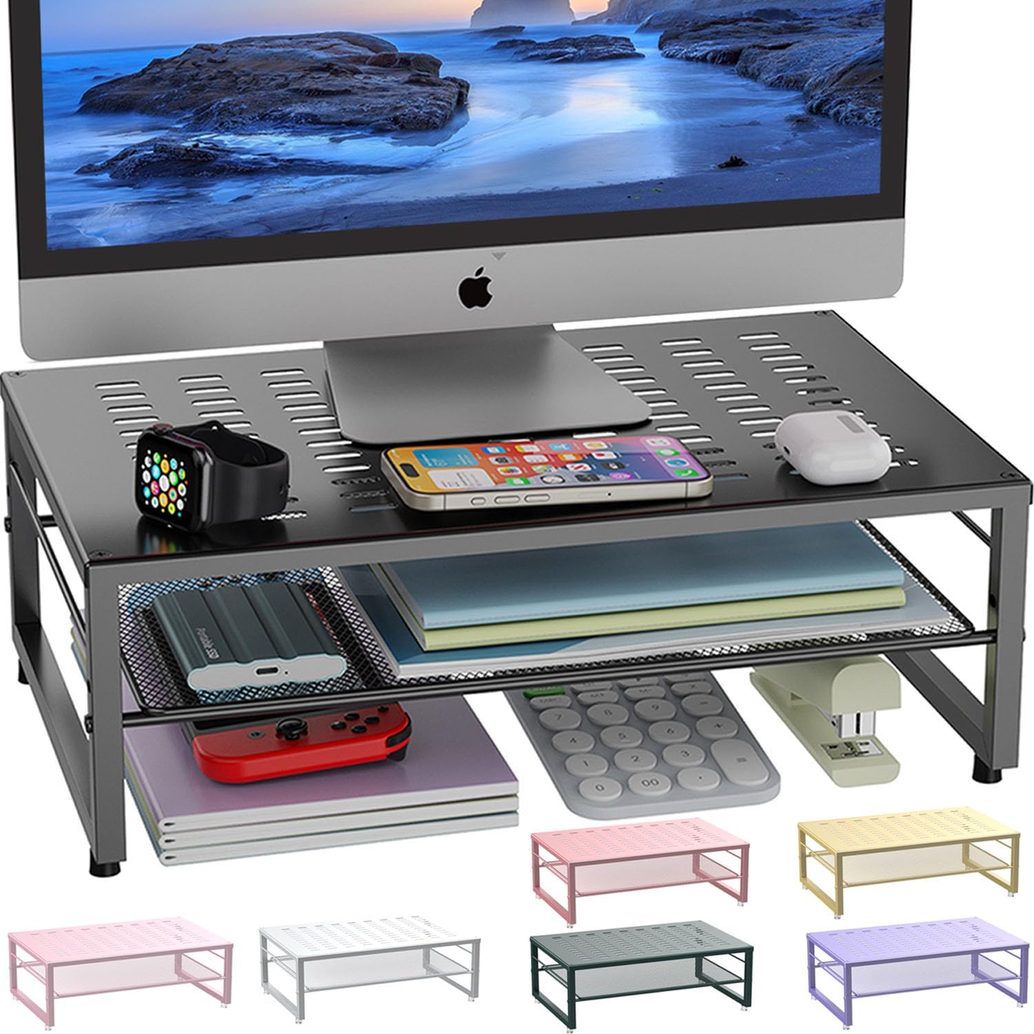 Amazon.com: KDD Monitor Stand Riser with Drawer - Computer Monitor ...