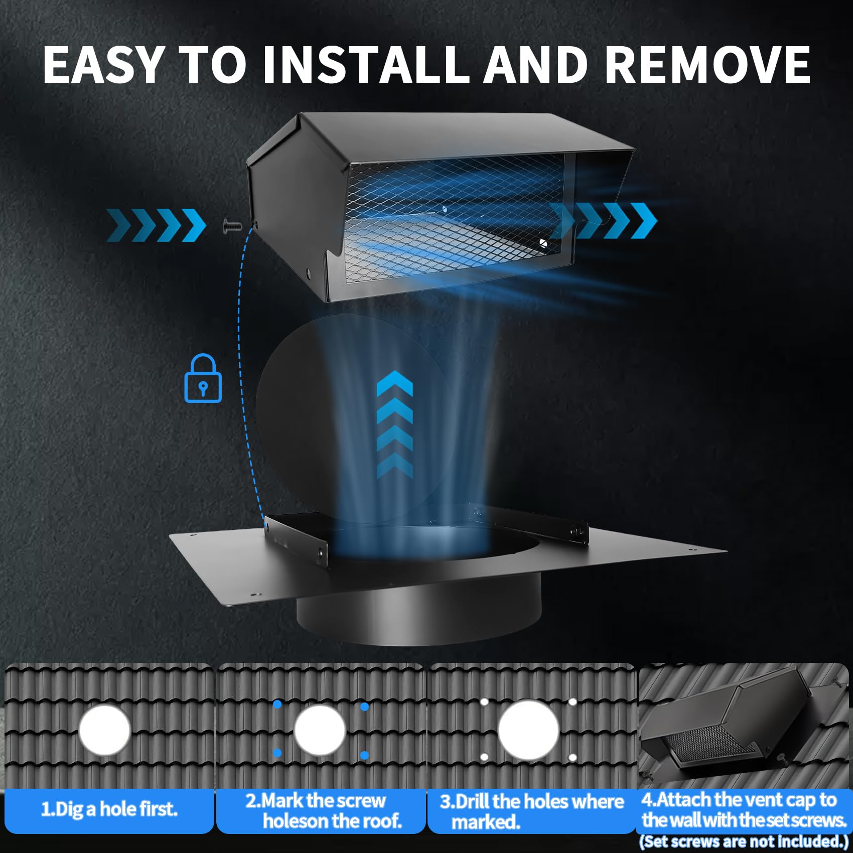 Snapklik.com : Ackweng Roof Vent Cap, Roof Vents 8 Inch, Removable Roof ...