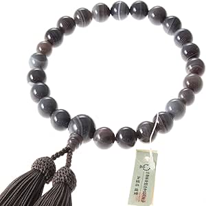 Amazon.com: Kyoto-made Ojuzu Buddhist Prayer Beads, Striped Agate ...