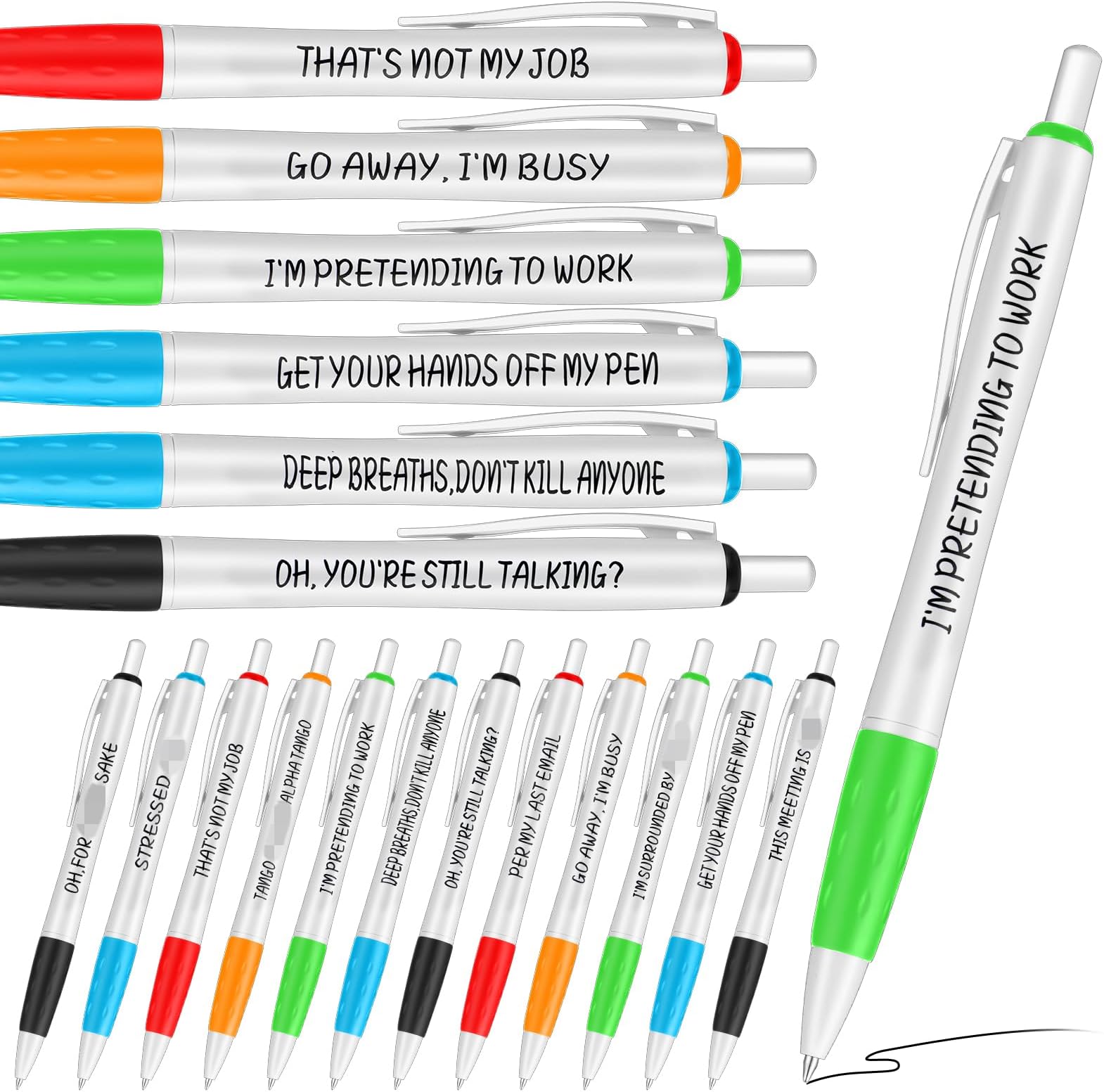 Faccito 24 Pcs Funny Pens Fun Ballpoint Pens Retractable Rude Pens Set ...