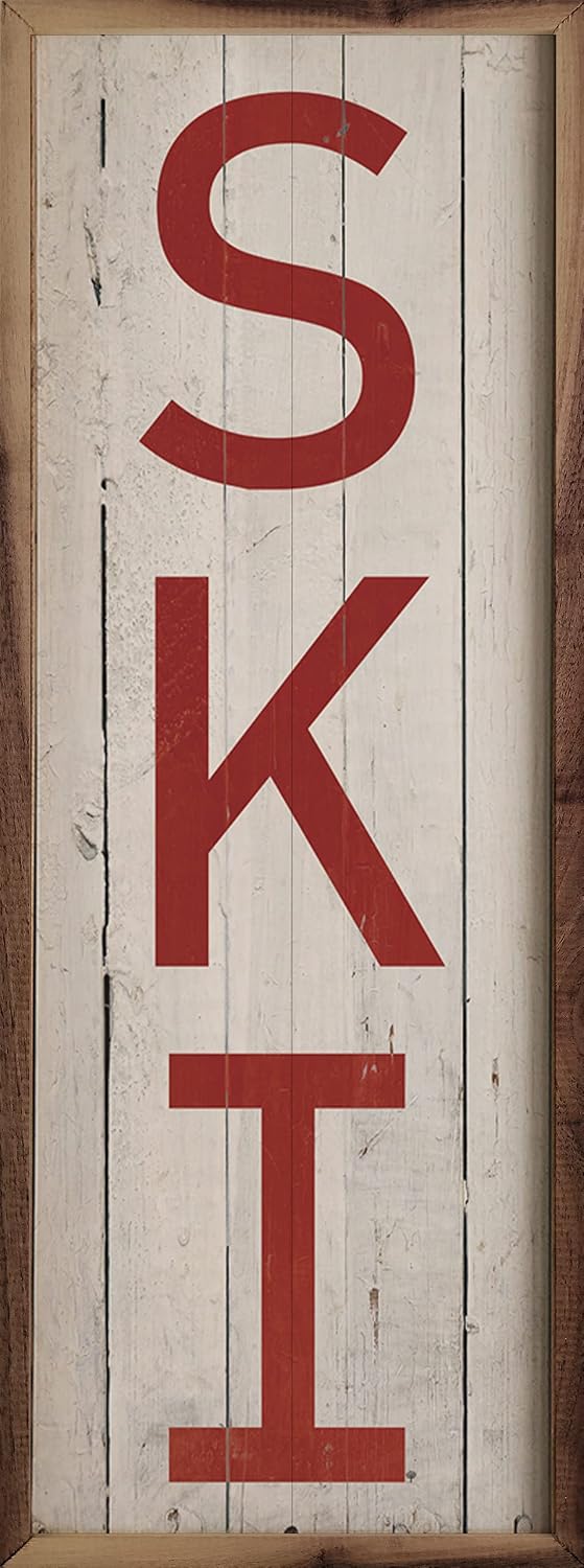 Amazon.com : Ski Red Whitewash Christmas Wall Home Decor Series Wooden ...