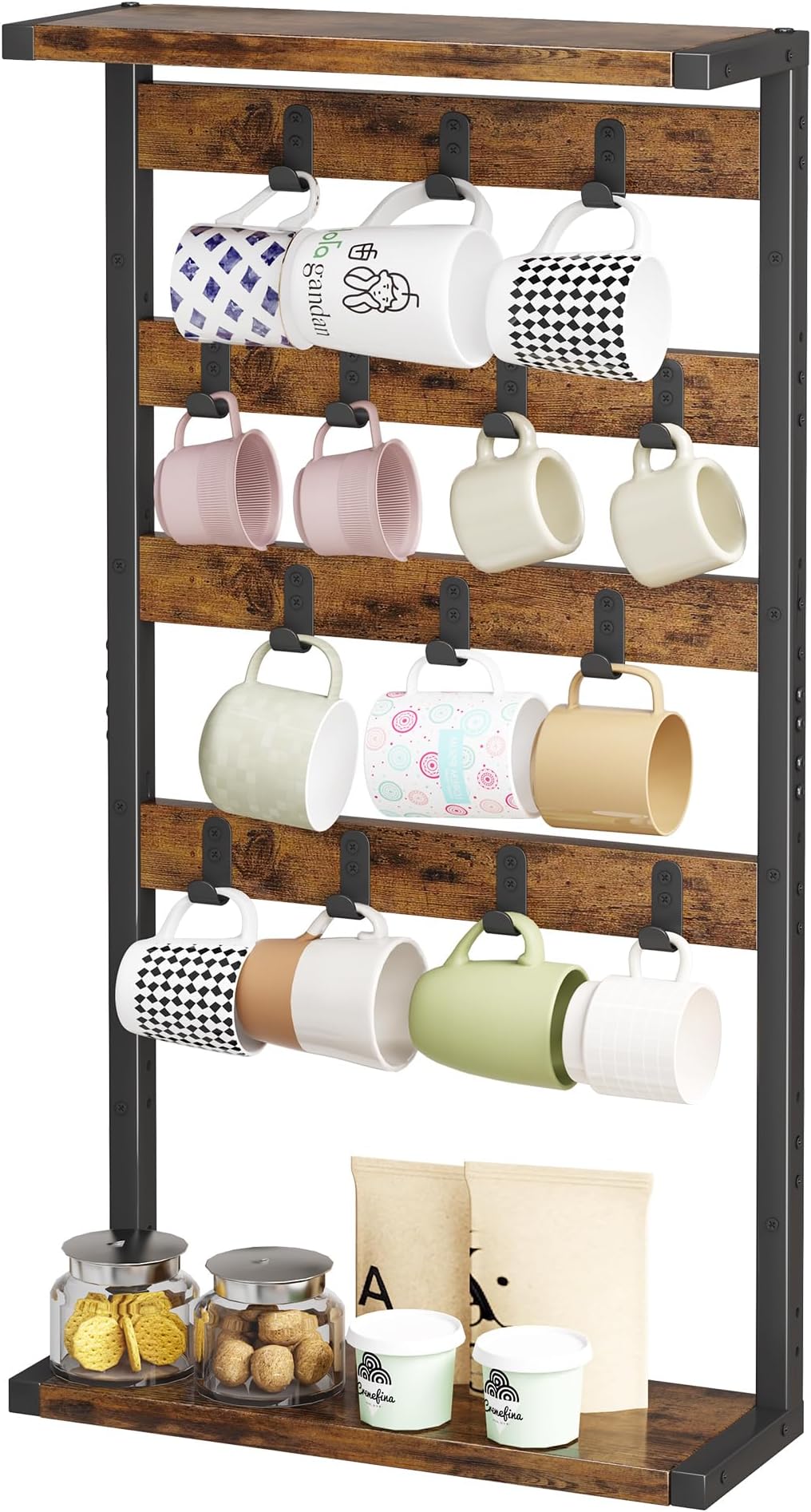 Amazon.com - NANXITU Coffee Mug Rack Wall Mounted,4 Tier Coffee Mug ...