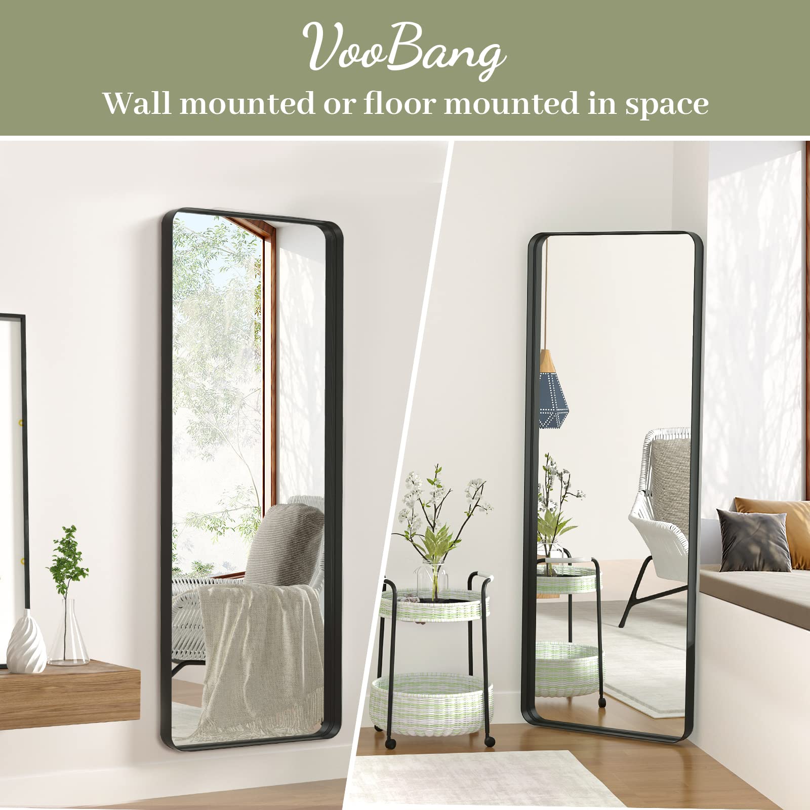 VooBang Full Length Mirror Deep Framed 21x64 Inch - Floor Stand ...