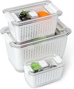 Amazon.com: 3 Pack Fresh Containers Fruits Storage for Refrigerator ...