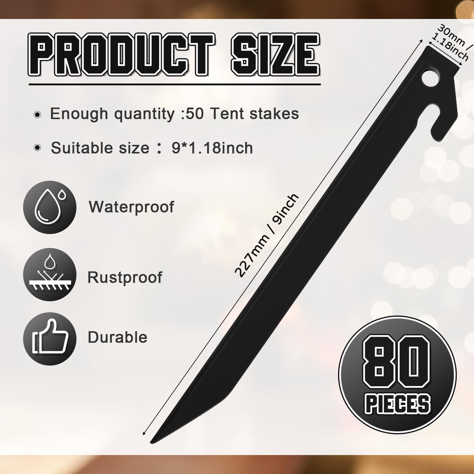 Snapklik.com : Deekin 50 Pcs Plastic Tent Stakes 9 Inch Heavy Duty Tent ...