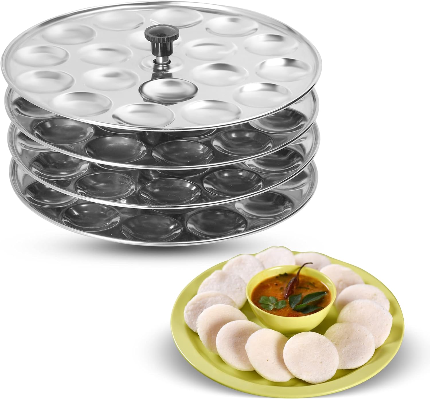 Amazon.com: KSJONE Stainless Steel Mini Idli Stand | 4-Rack Idli Plates ...