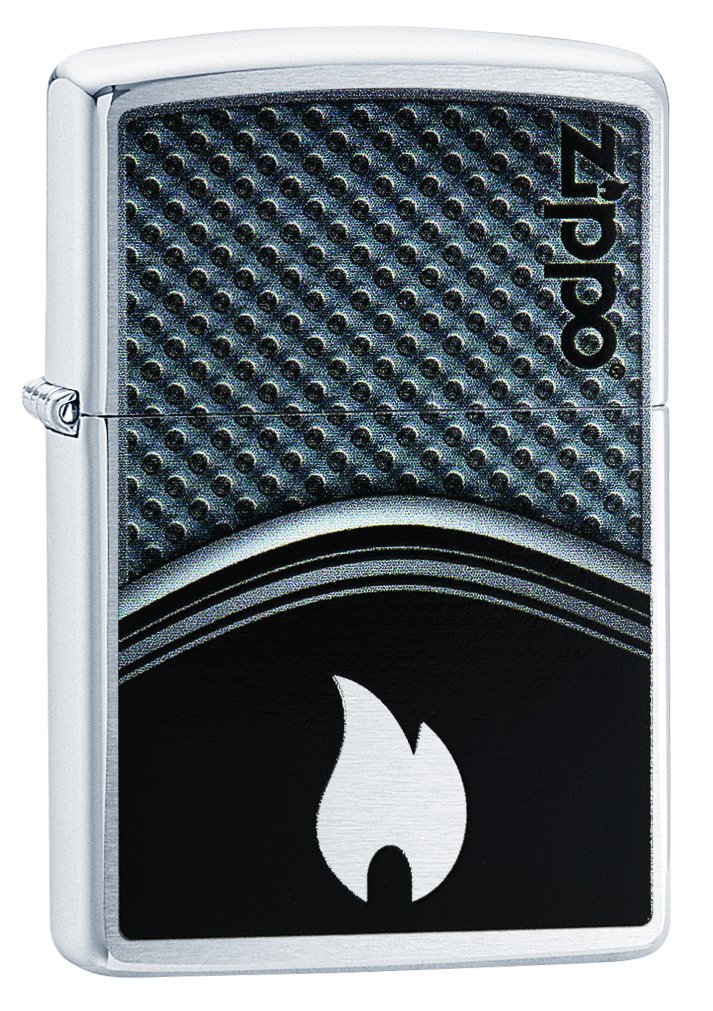 Zippo Metallic Curve with Flames Lighter, Brass, Stainless Steel 1 x 6 ...