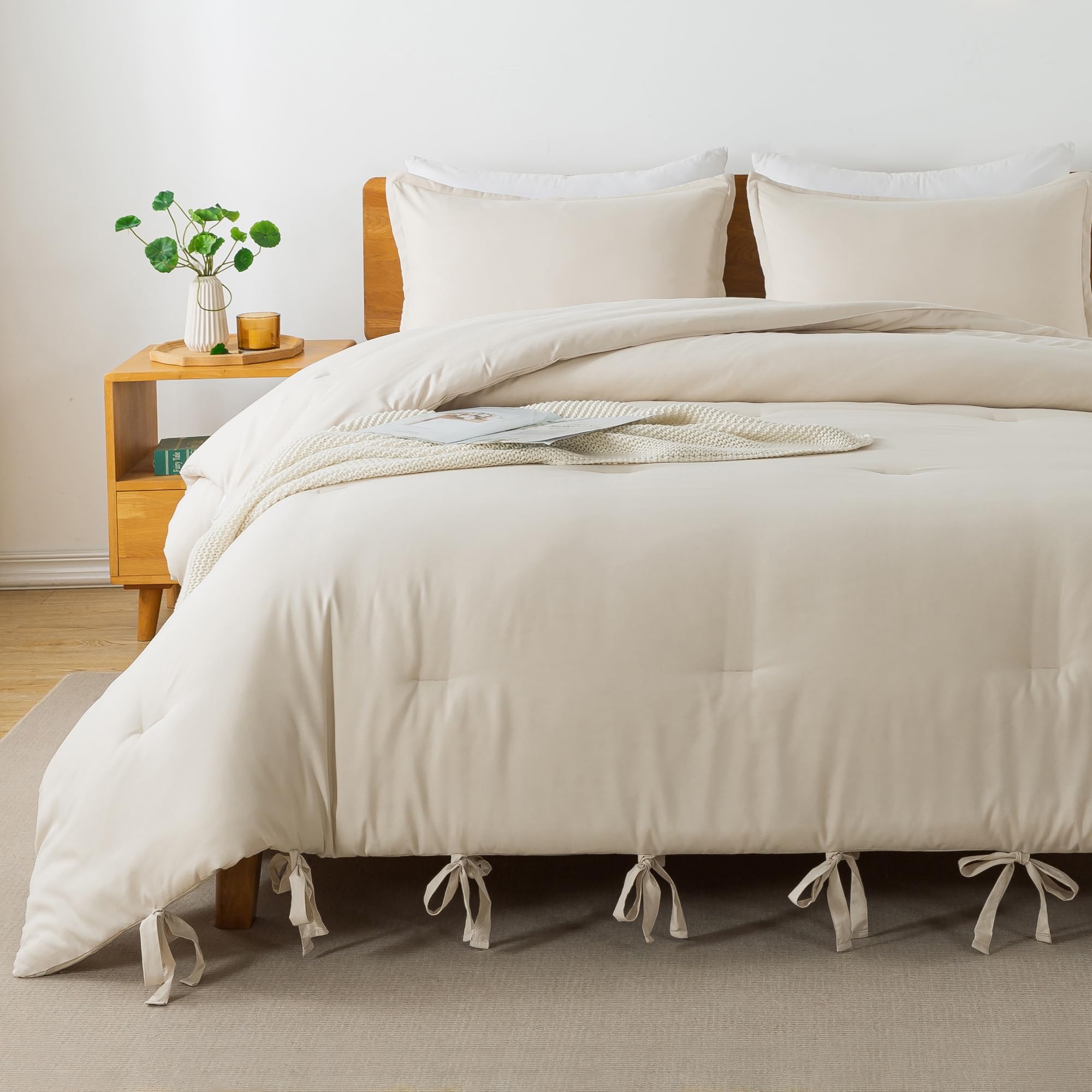 Andency King Size Comforter Set Beige, 3 Pieces Soft Lightweight Solid ...